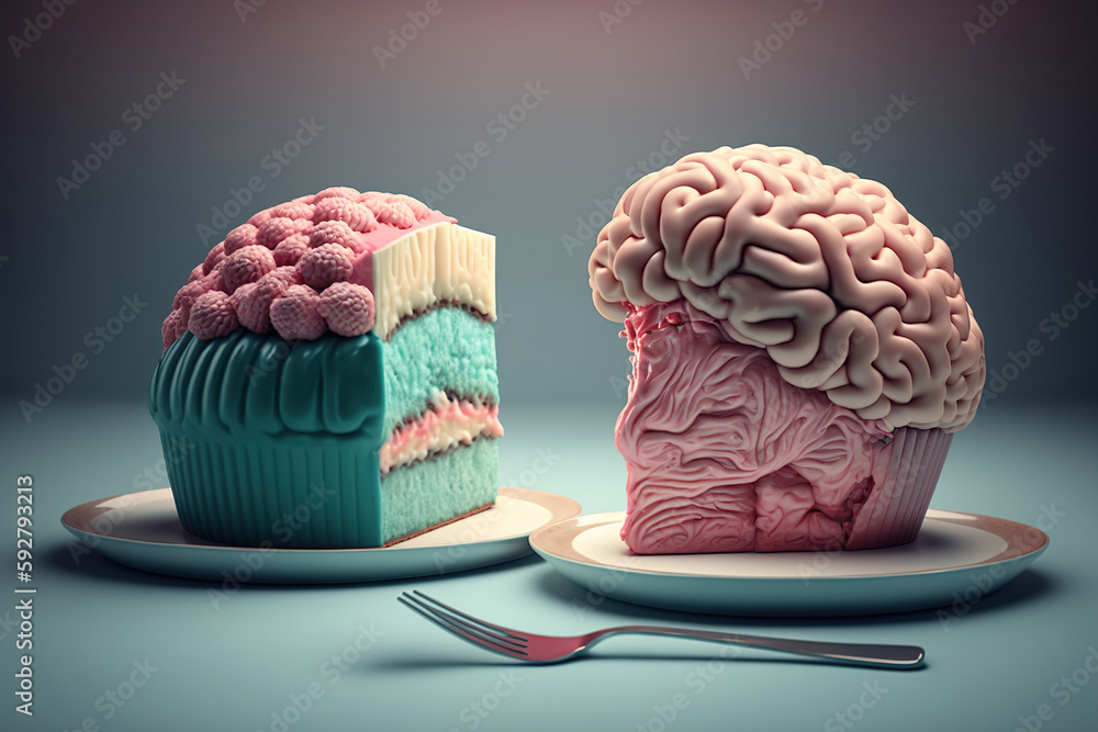 Human brain made cakes 3d render, created with Generative AI technology ...