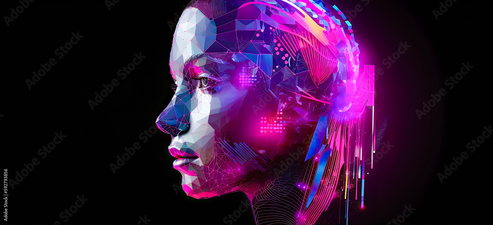 Futuristic holographic artificial intelligence neural network beautiful ...
