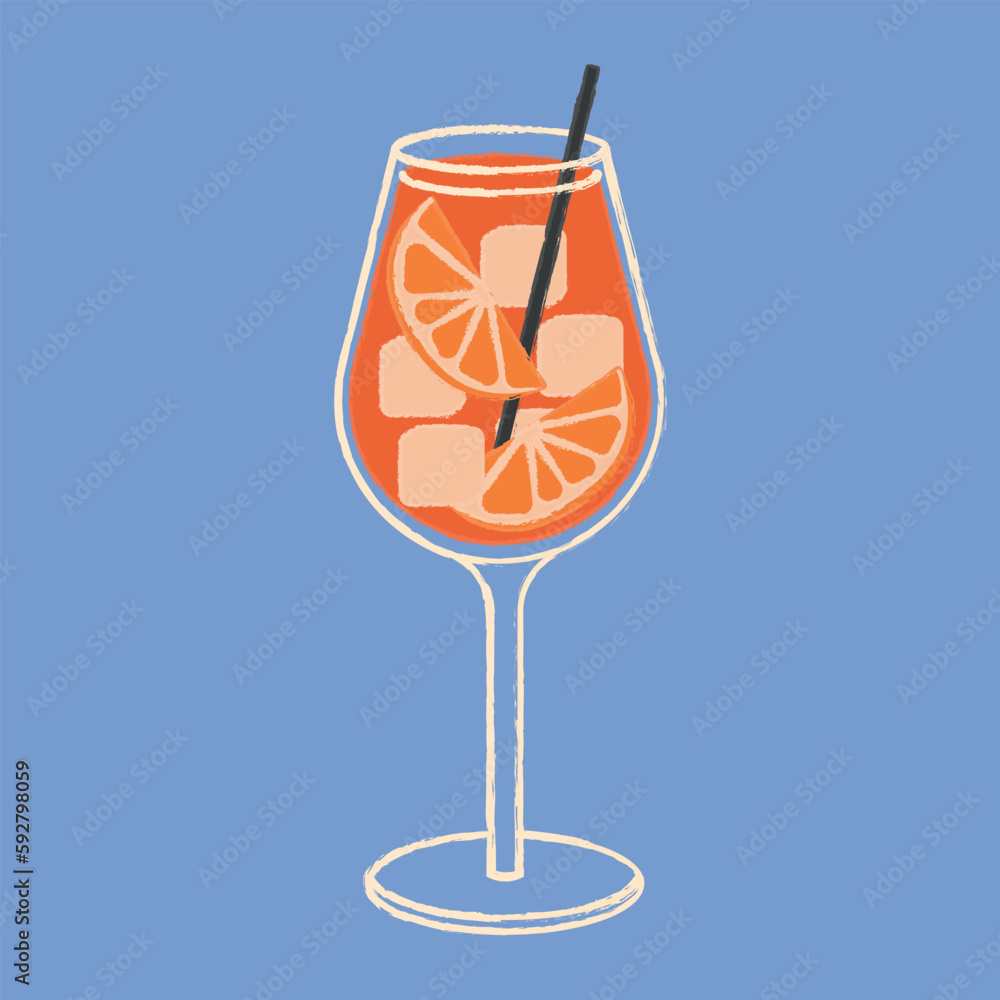 Poster Aperol spritz cocktail vector flat illustration – Wall Art ...