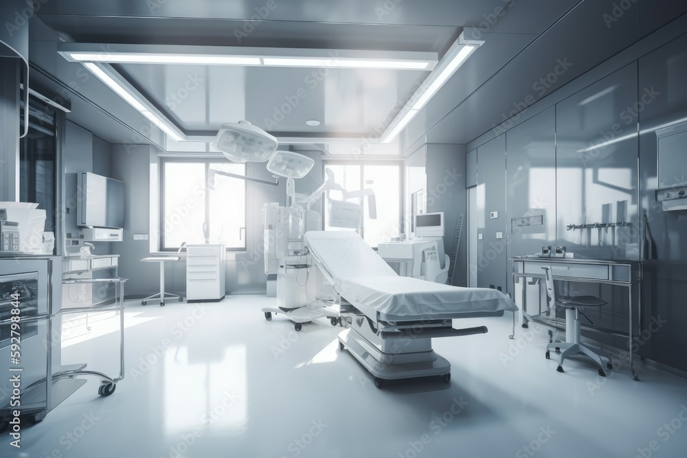 Interior of a surgical ward or intensive care unit. Operating room in a ...