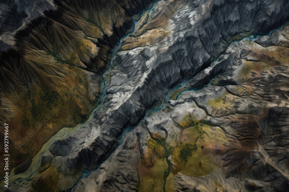 high-resolution satellite image of fault line, with surrounding ...