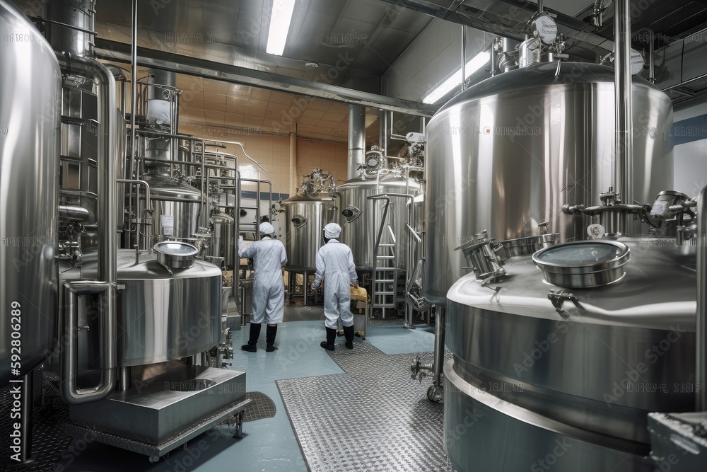 inside a processing plant, with workers carrying out various extraction ...