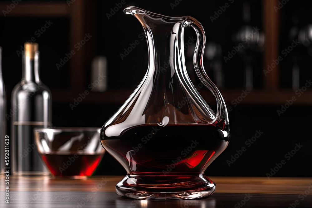 decanter filled with red wine, complementing the rich colors of the ...