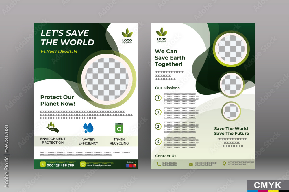 Green eco flyer, poster, brochure, magazine, annual report, booklet ...