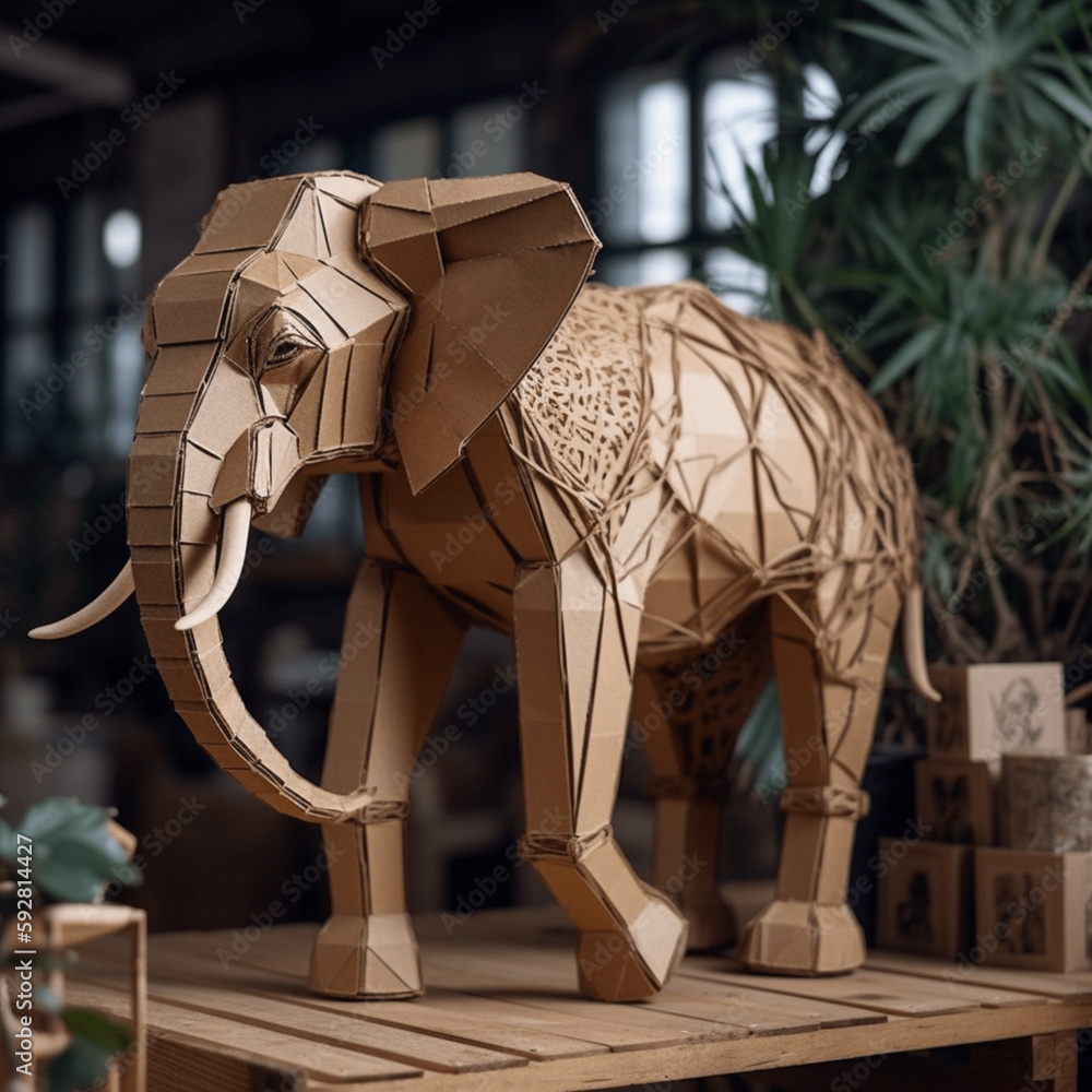 elephant cardboard statue 素材庫插圖 | Adobe Stock