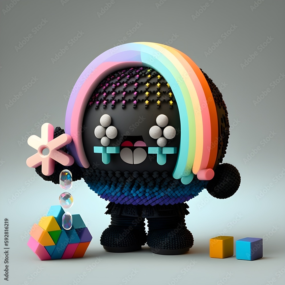 Cool and smily toy art design of a little black magus with an organic ...