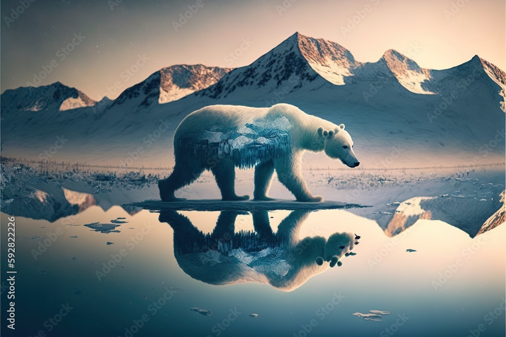 image shown by polar bear suffer due to melting ice caused by the ...