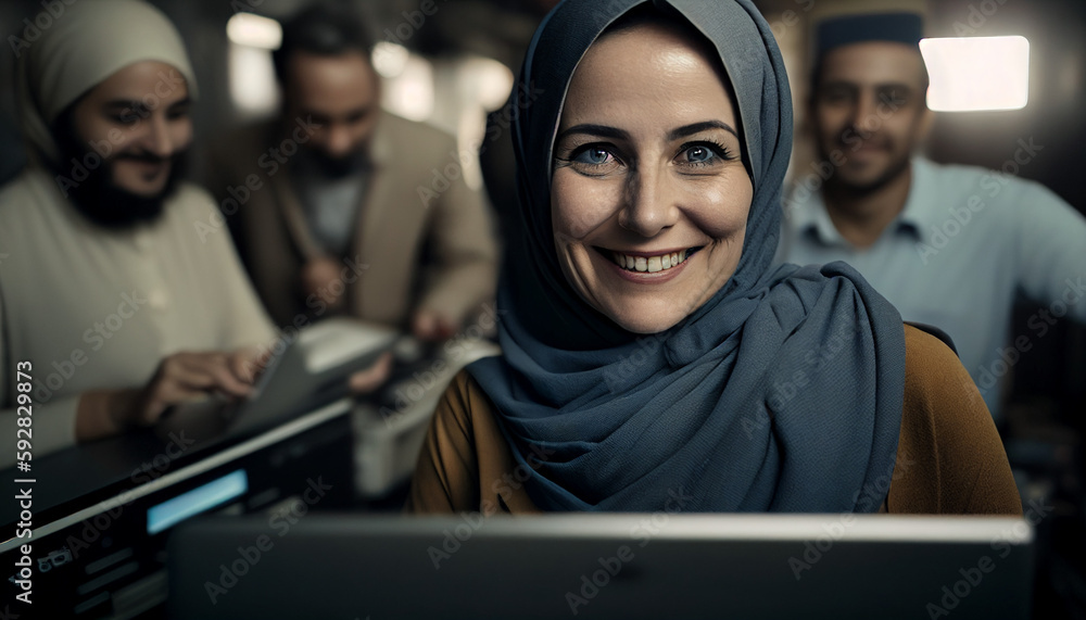Muslim Female Office Worker Radiates Confidence and Professionalism in ...