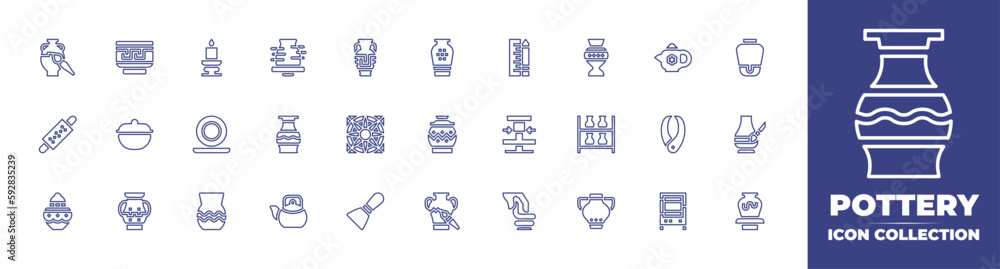 Pottery line icon collection. Editable stroke. Vector illustration ...