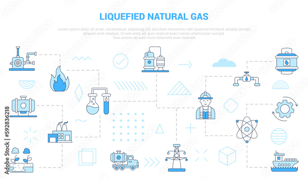 lng concept with icon set template banner with modern blue color style ...