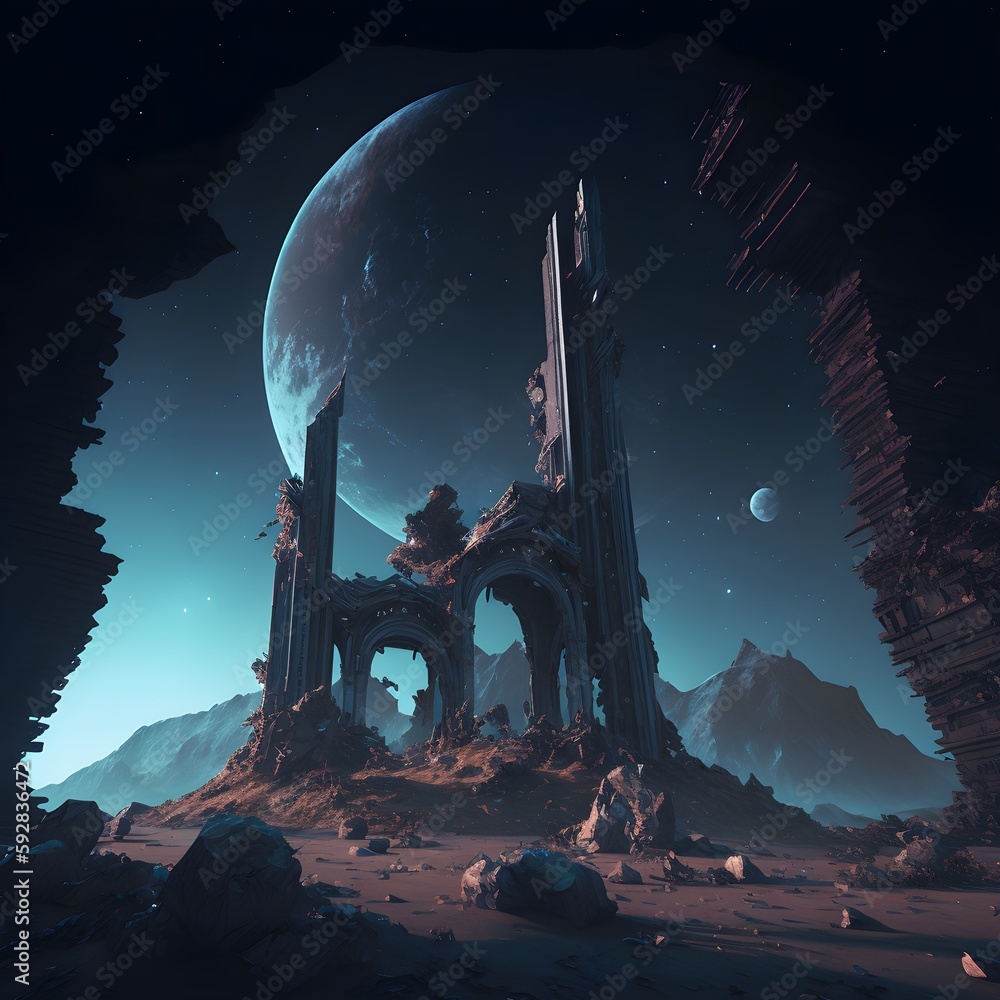 mystery mountain apocalypse realistic space sci fi aliens ancient ruins ...