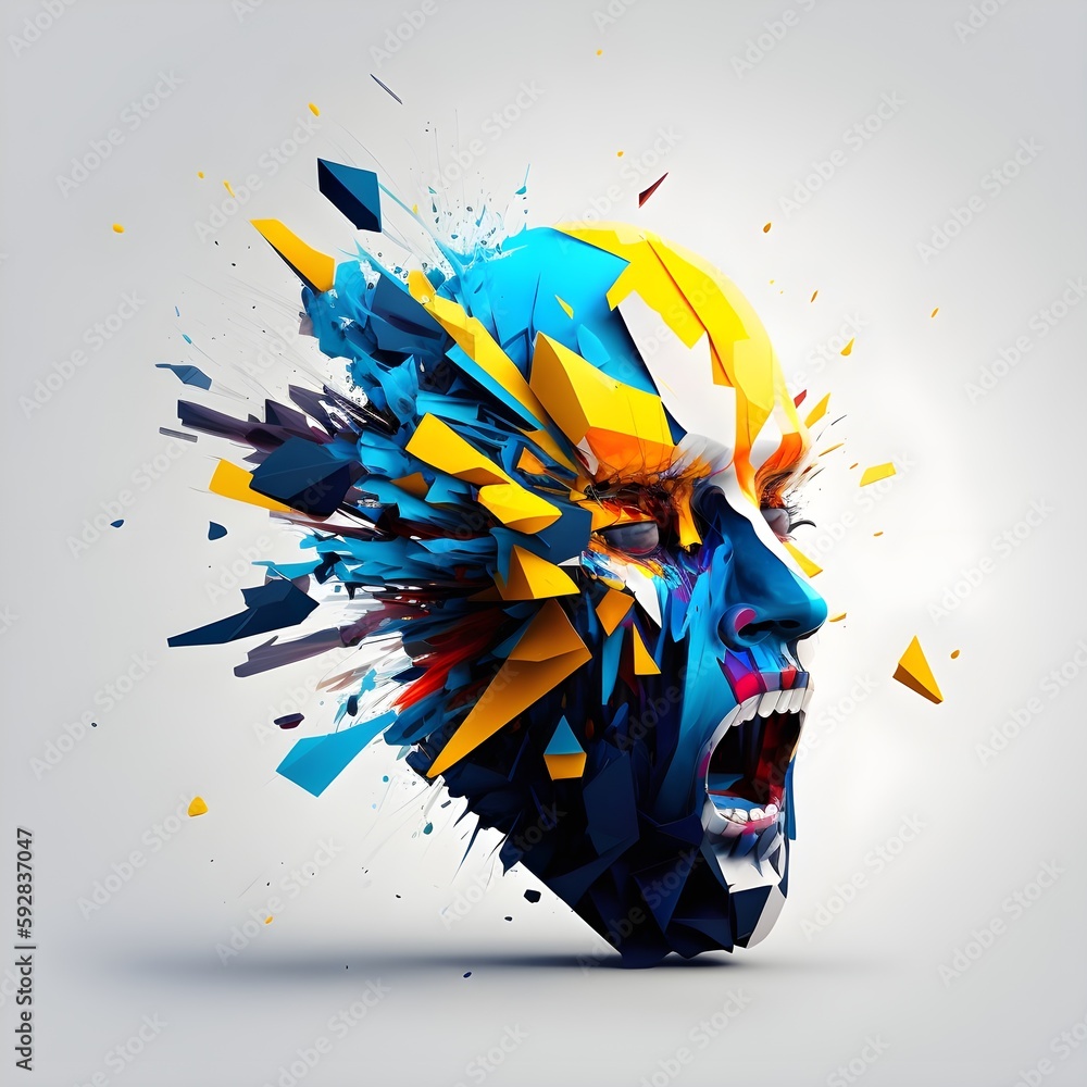 minimalism abstract shock head graphic design print 3d occlusion ...