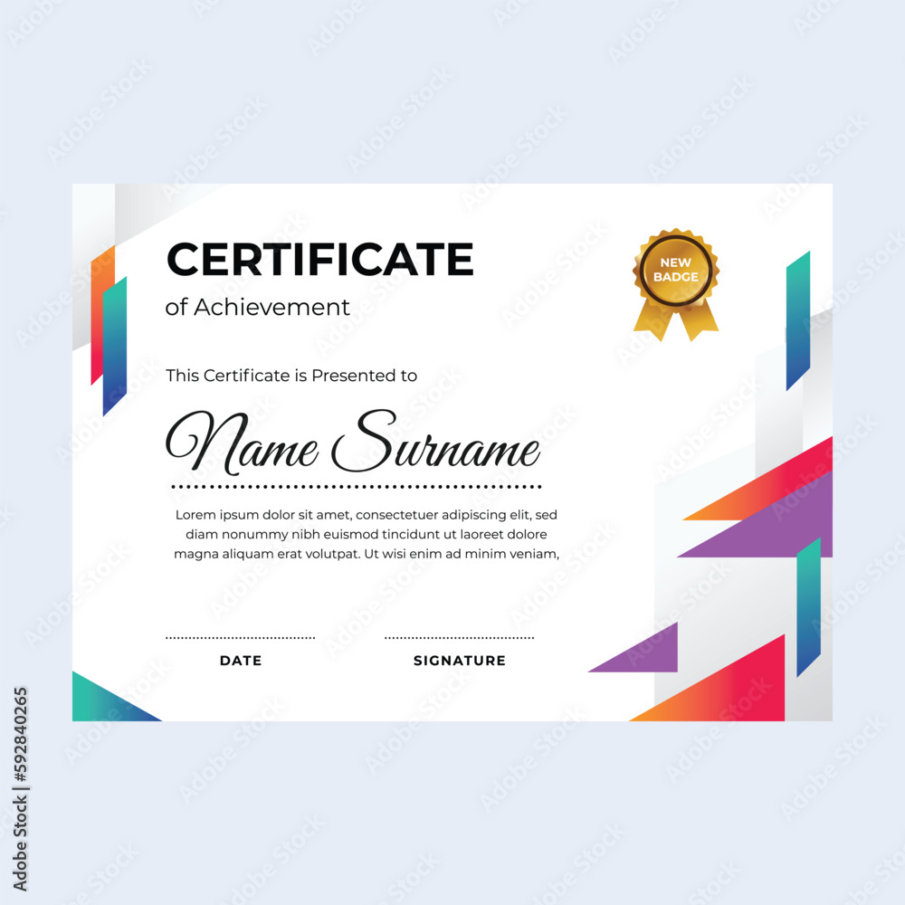 Triangle blue certificate of achievement suitable for awards in ...