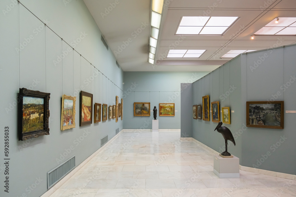 Bucharest, Romania- March 31, 2023. Interior of the National Museum Art ...