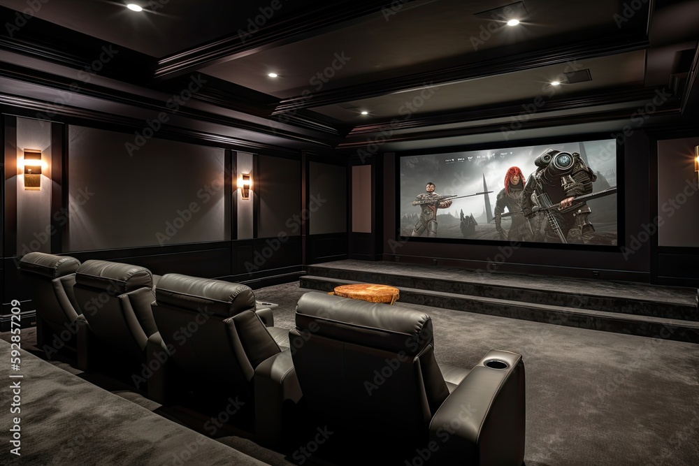 high-tech home theater with immersive surround sound, 4k uhd resolution ...