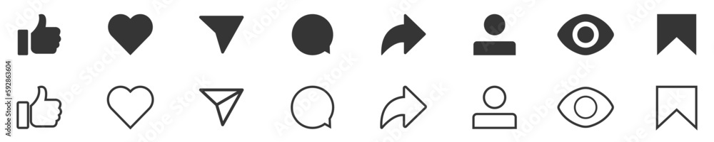 Social media network notification icons set. Post reactions symbols ...