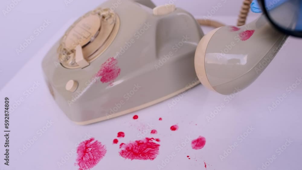 evidence idfresh splatter of red blood on telephone, forensic ...