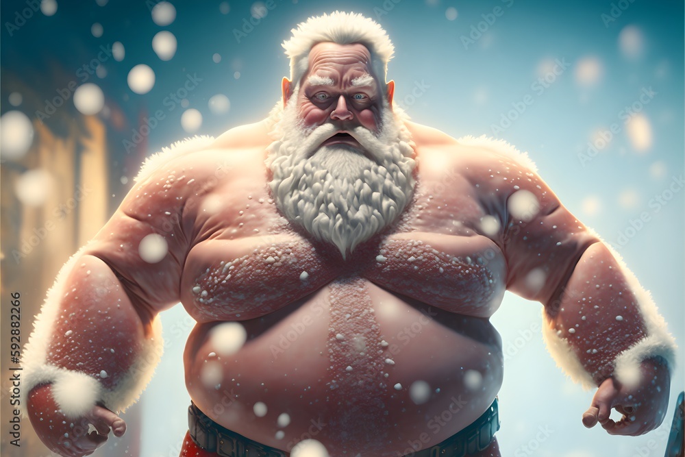 santa claus big gut hairy body vector hyperrealistic dynamic surreal ...