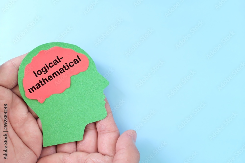 Logical mathematical intelligence in psychology concept. Hand holding ...