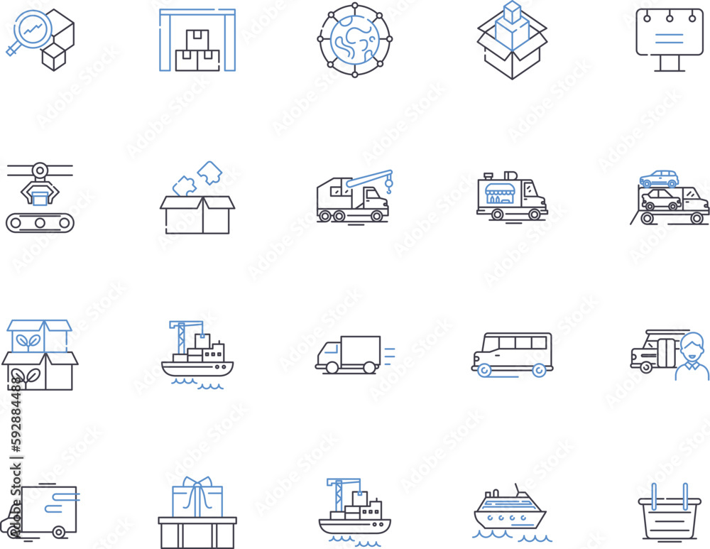 Supply chain outline icons collection. Logistics, Management ...