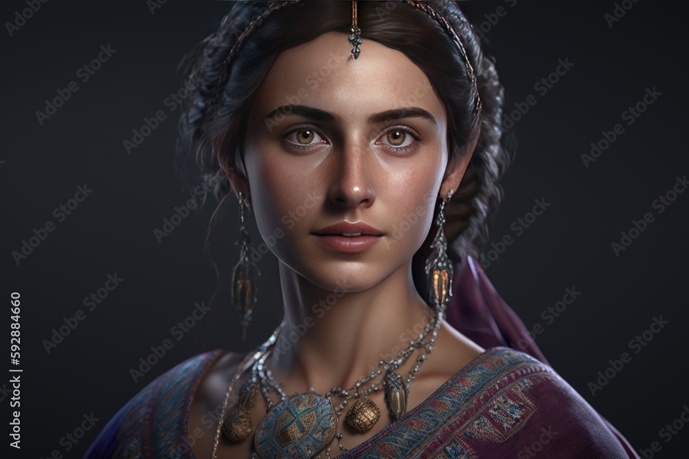 Poster Romani nomad in traditional clothes, created with generative ai – Muurposter | Europosters