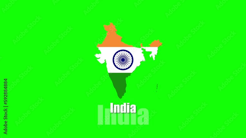 4K animated Flag on Map of India against a green screen chroma key ...