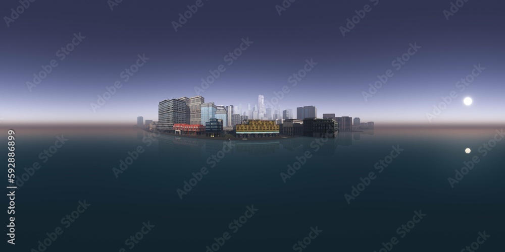 Panorama of the city. HDRI, environment map , Round panorama, spherical ...