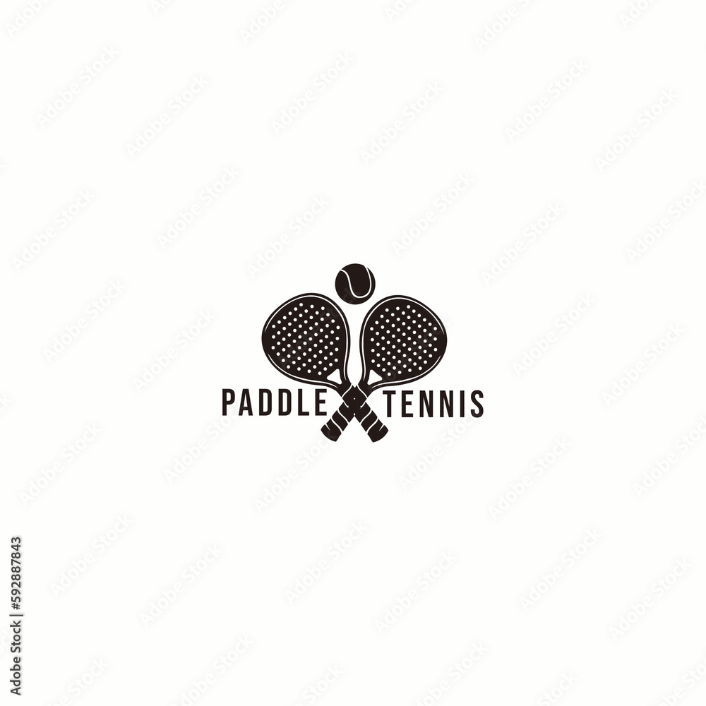 Vintage Paddle Tennis logo, paddle racket and ball logo icon vector on ...