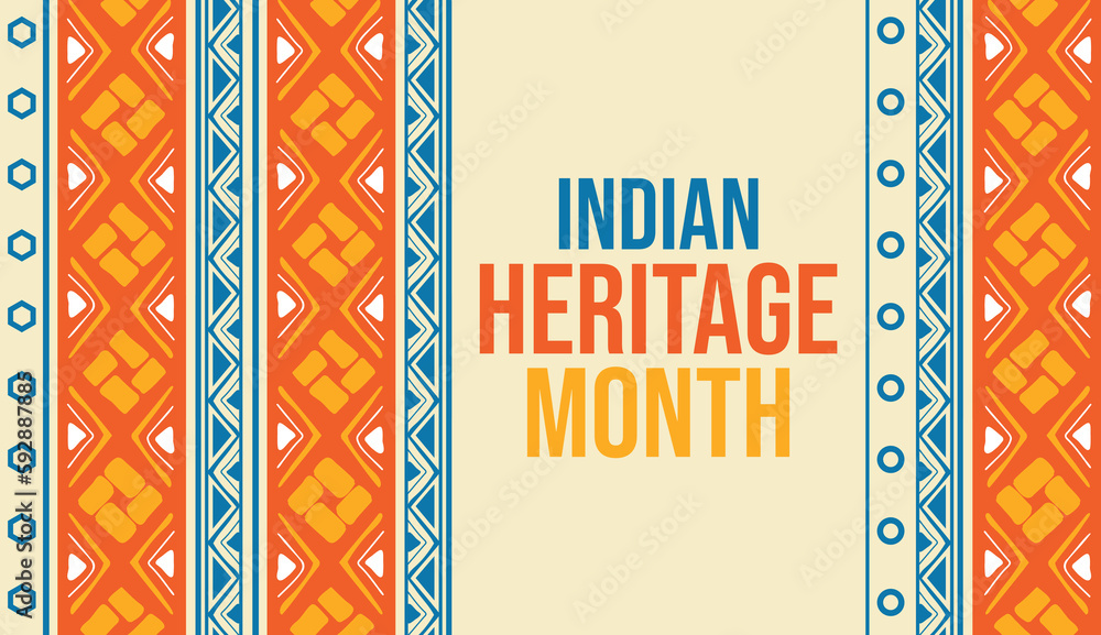Indian Heritage Month backdrop with traditional border design and ...