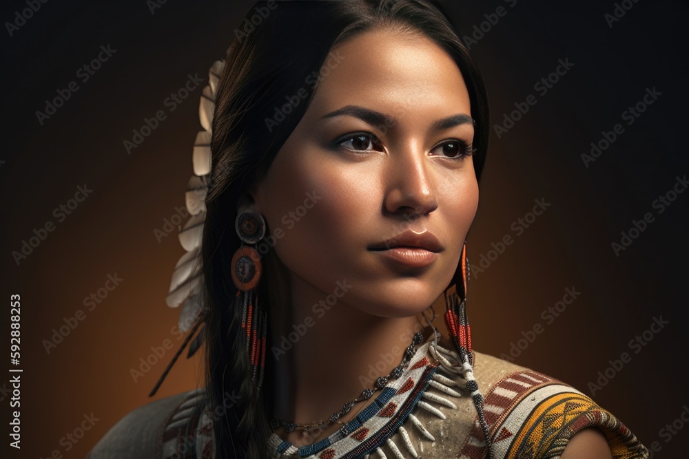 Native american person, woman in traditional clothing, Indigenous ...