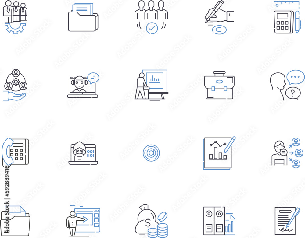 Connecting business outline icons collection. Networking, Linking ...