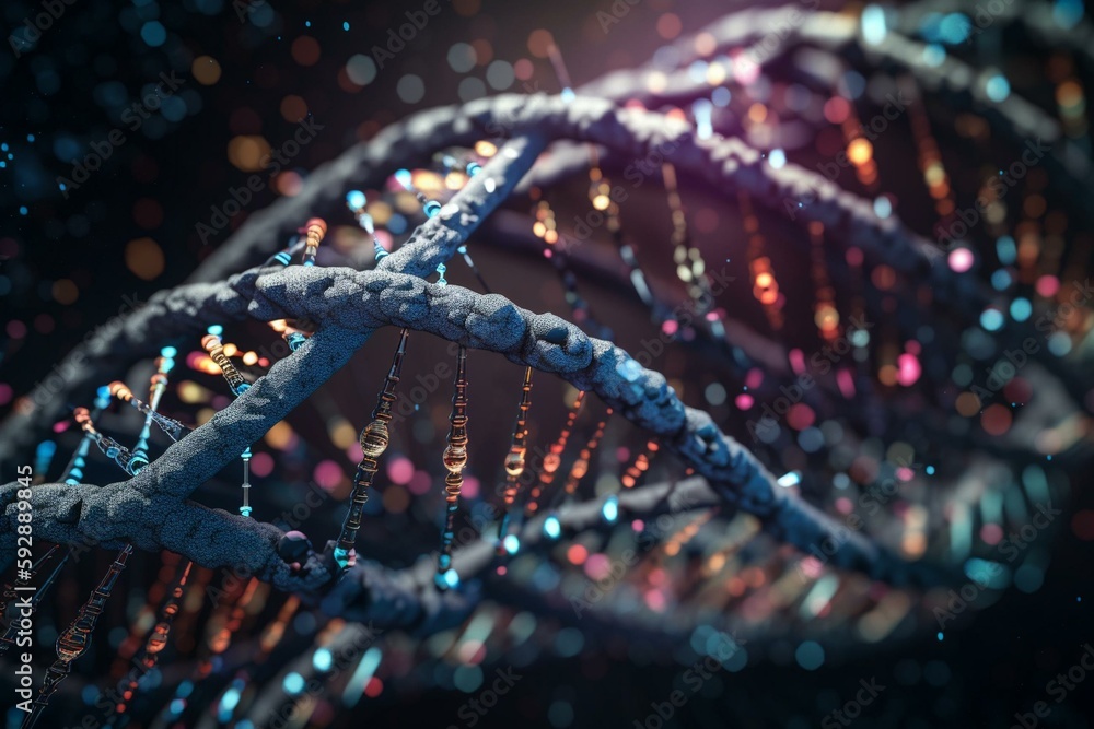 chromosomal chain and DNA string. Technology in science, background in ...
