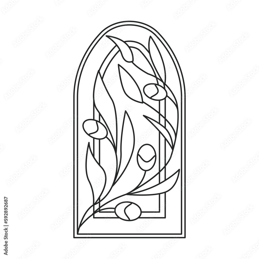 Glass vector outline icon. Vector illustration glass window on white ...
