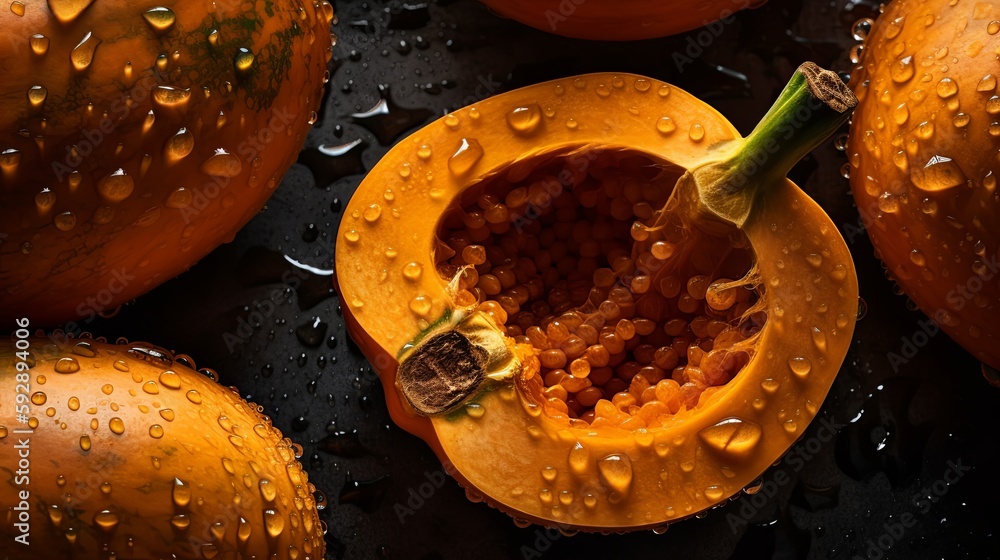 Fresh Butternut squash Seamless Background with Glistening Droplets ...