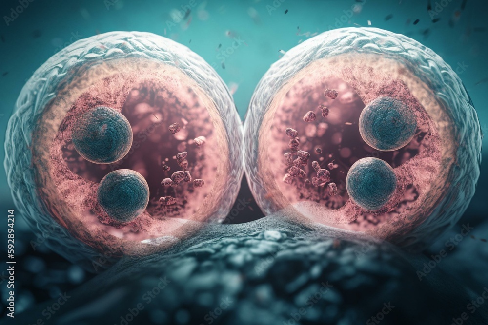 Cell division or cloning cells. Design. Abstract process of cells ...