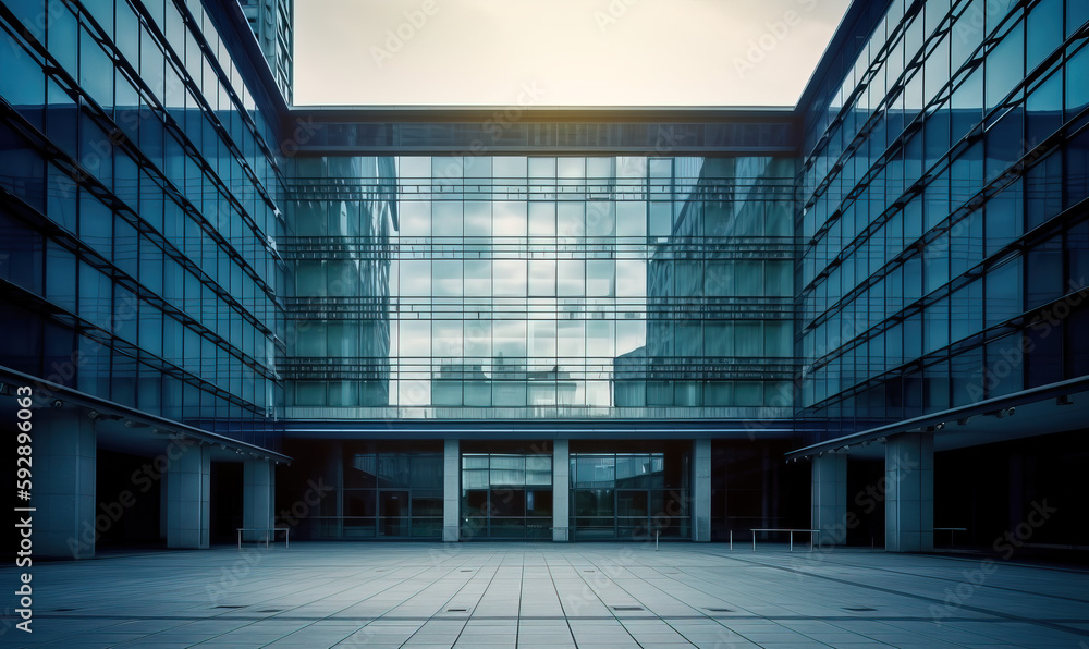 business background, landmarks of modern office in center of city ...