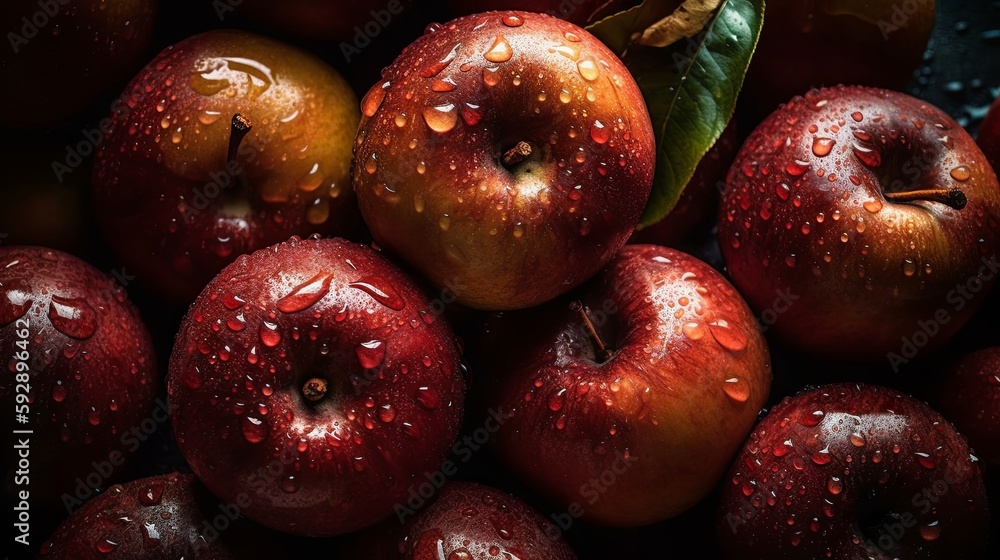 Fresh Java apple Seamless Background with Glistening Droplets ...