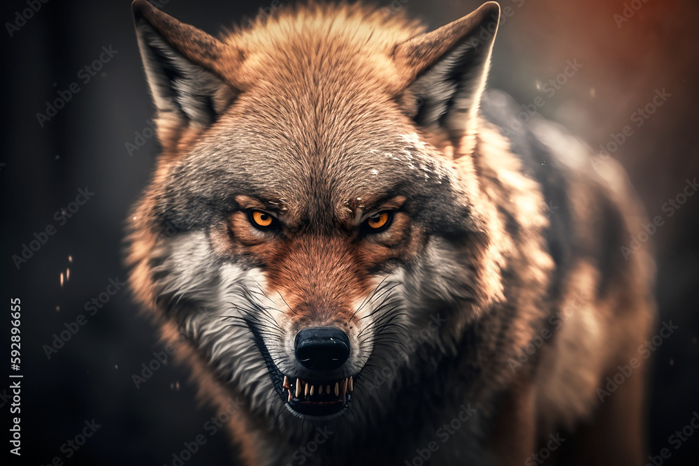 Wolf in the Wild. Generative AI. A realistic digital painting of a wolf ...