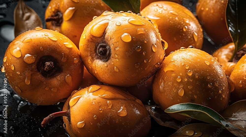Fresh Loquat Seamless Background with Glistening Droplets - Hasselblad ...