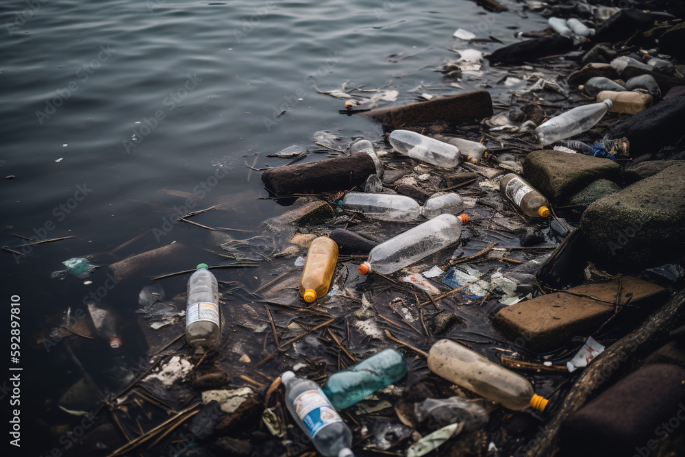 Garbage in rivers, environmental pollution, plastic waste and sewage in ...