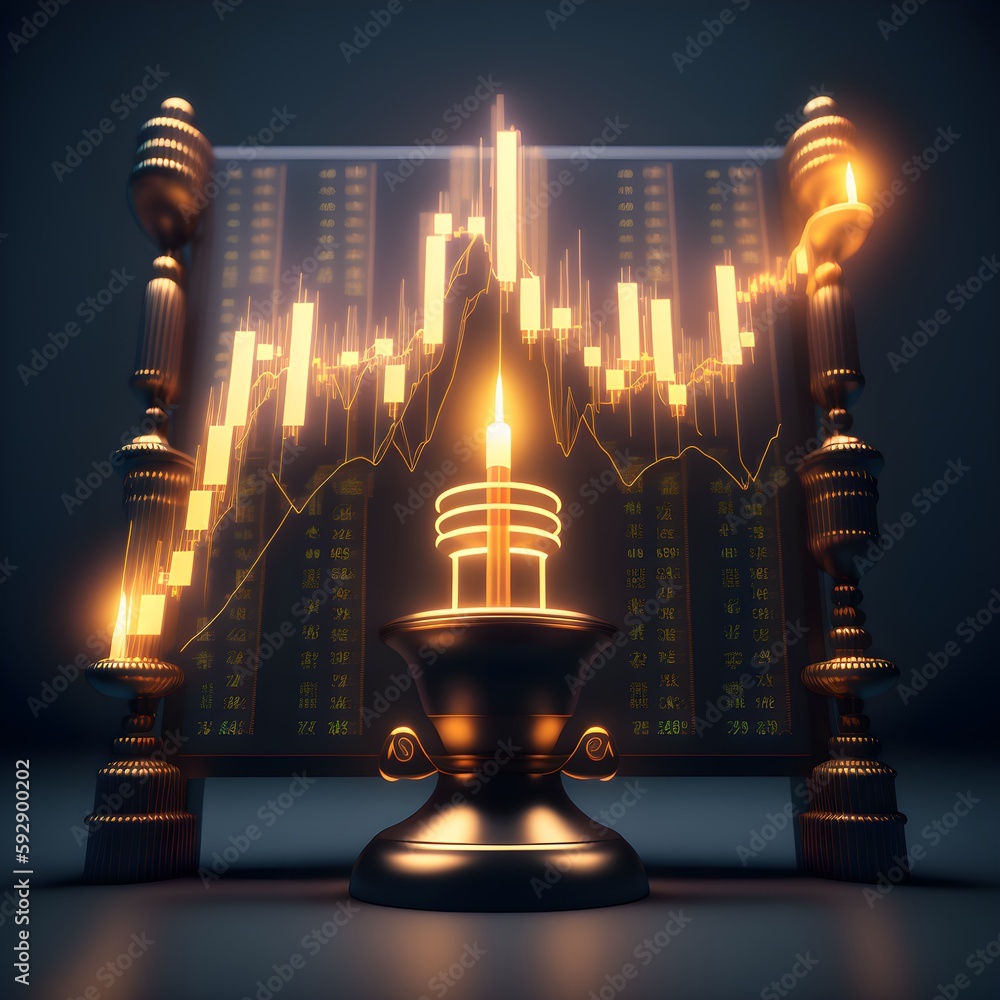 three dimentional high octane render of japanese candlestick trading ...