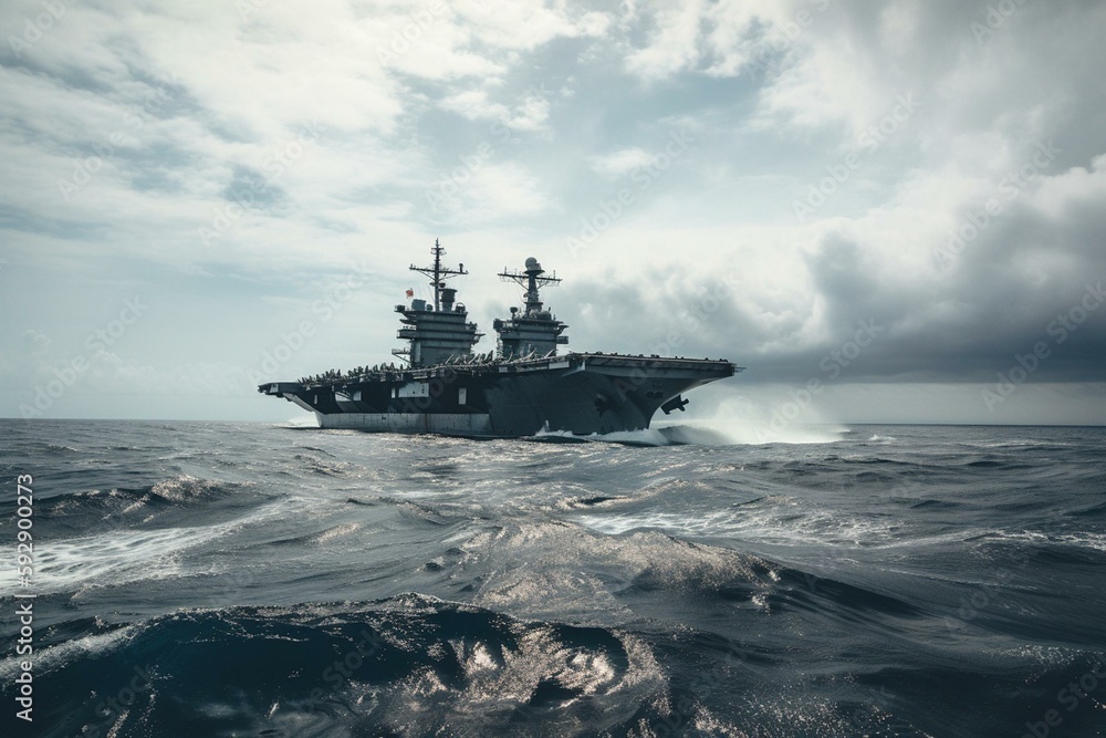 Photo & Art Print US Navy carrier strike group in South China Sea, AI ...