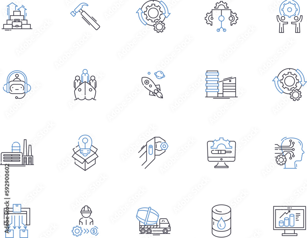 Industry outline icons collection. Manufacture, Business, Factory ...