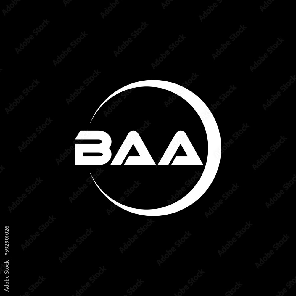 BAA letter logo design with black background in illustrator, cube logo ...