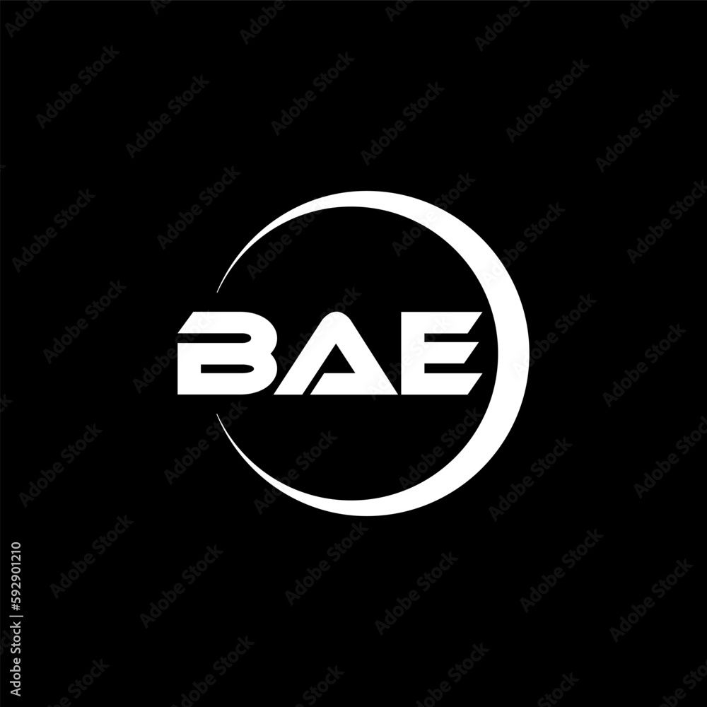 Vettoriale Stock BAE letter logo design with black background in ...