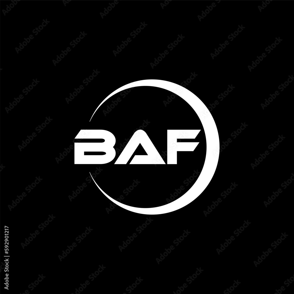 BAF letter logo design with black background in illustrator, cube logo ...