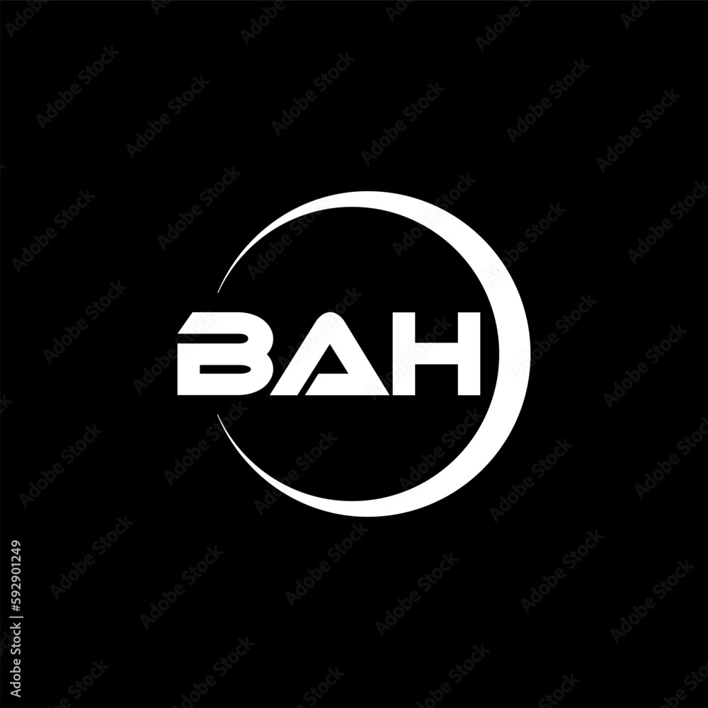 BAH letter logo design with black background in illustrator, cube logo ...