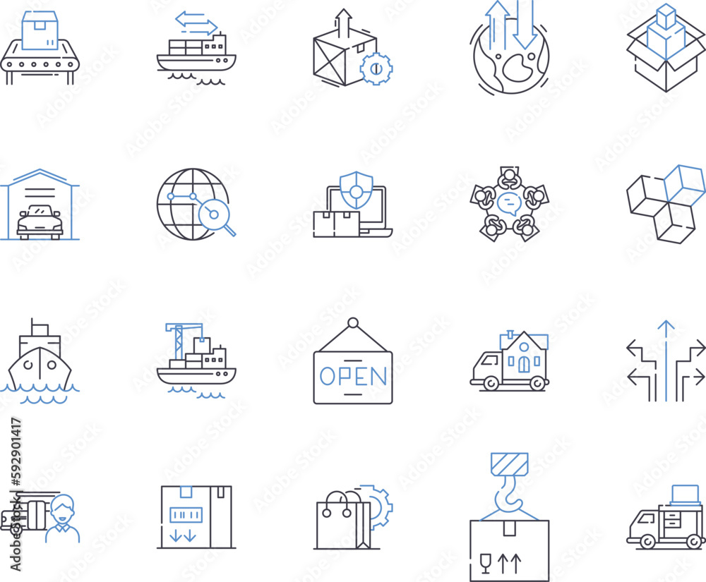 Vektorová grafika „Logistic management outline icons collection ...