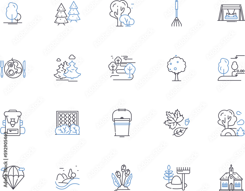 Village outline icons collection. Village, settlement, hamlet, township ...