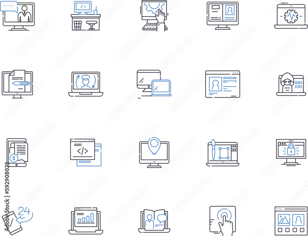 Internet outline icons collection. Net, Web, Online, WiFi, Webbing ...